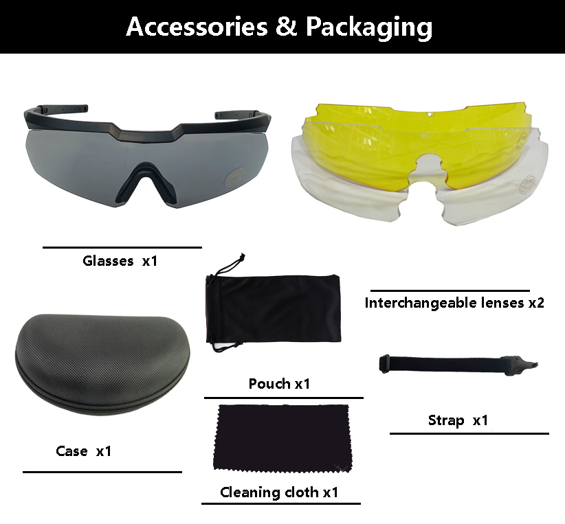 Impact Proof 2.7mm Thickness Tactical Lens Shooting Ballistic Glasses ...